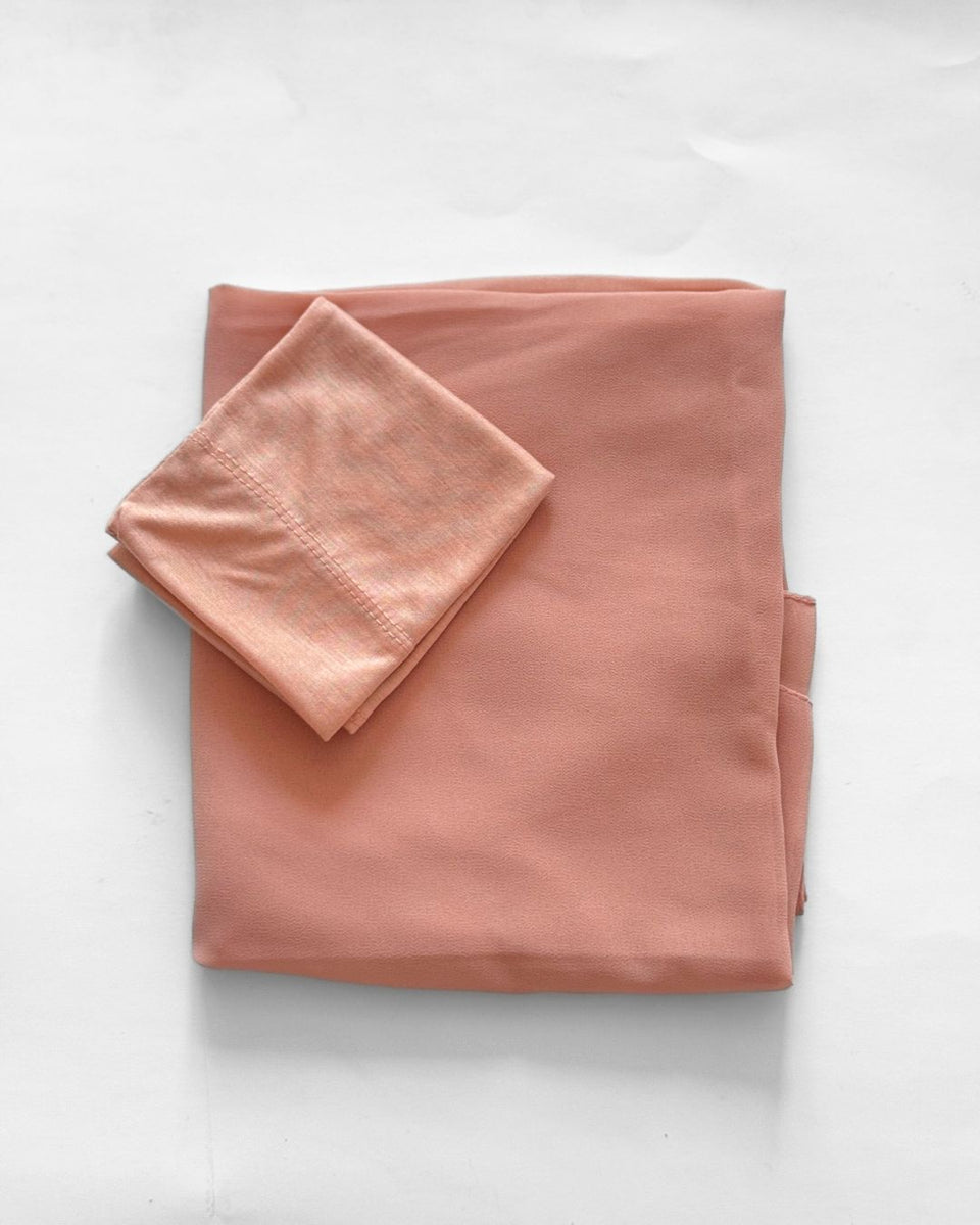 Chiffon Matching Hijab & Cap Set - Salmon – Faaynoon
