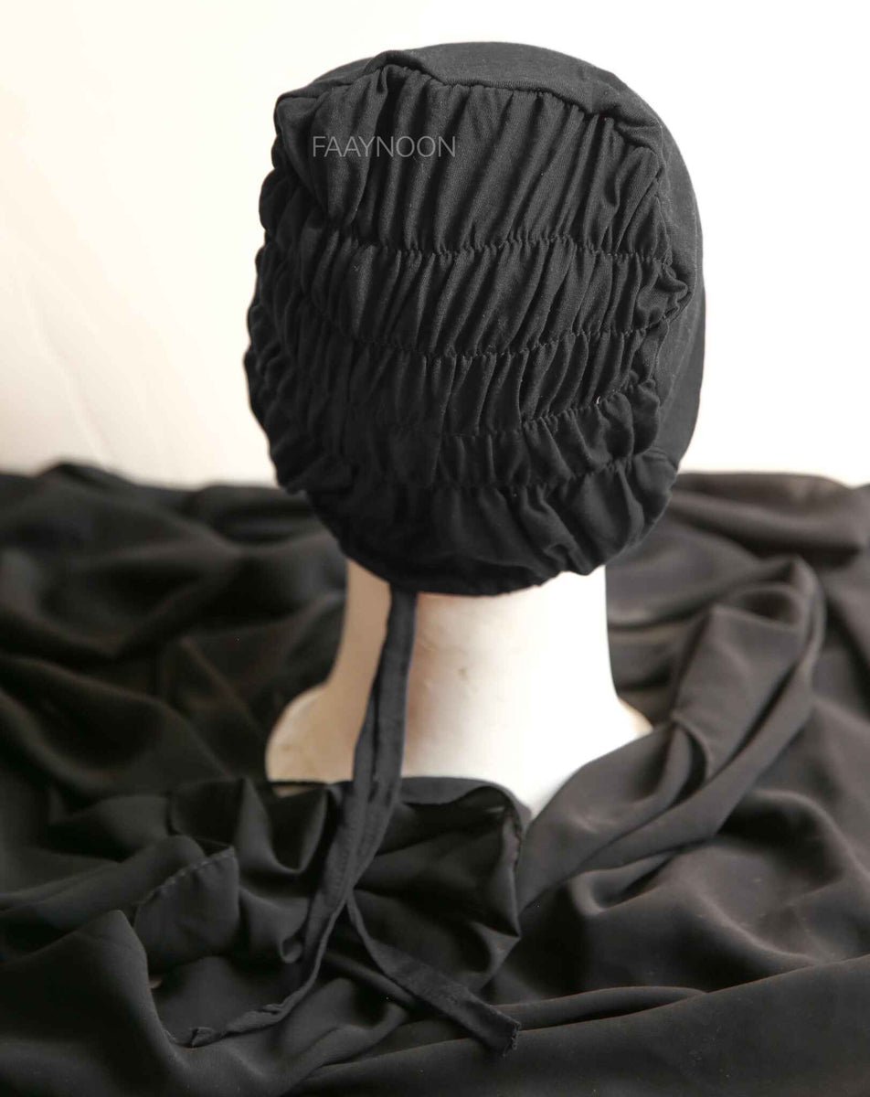 Elasticated Bonnet Cap - Black – Faaynoon